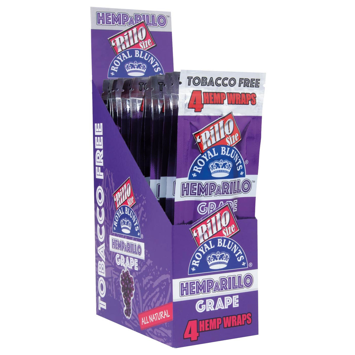 Display Royal Blunts Hemparillo Hemp Blunts Grape 15 x 4 PCS